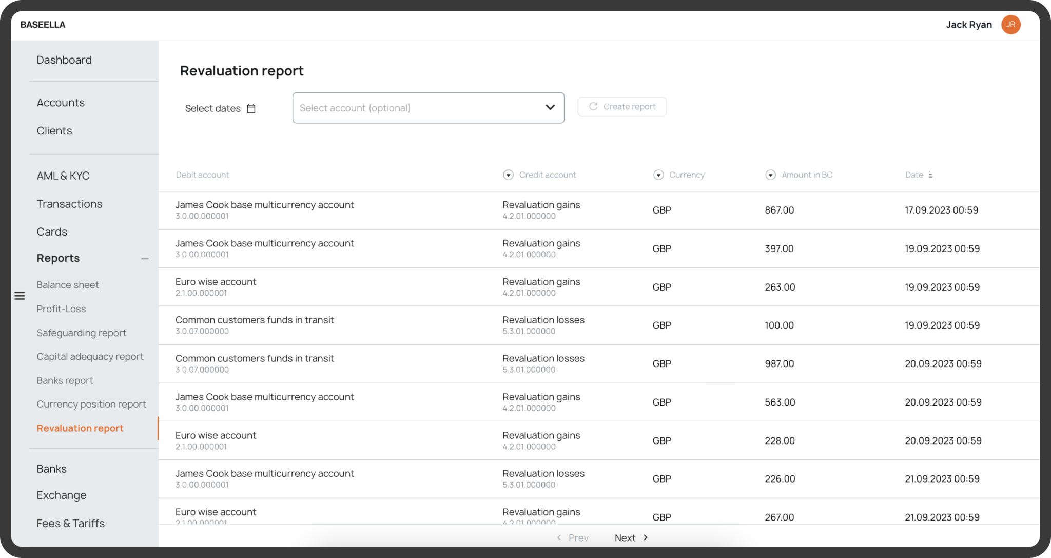 Baseella - Core banking system features